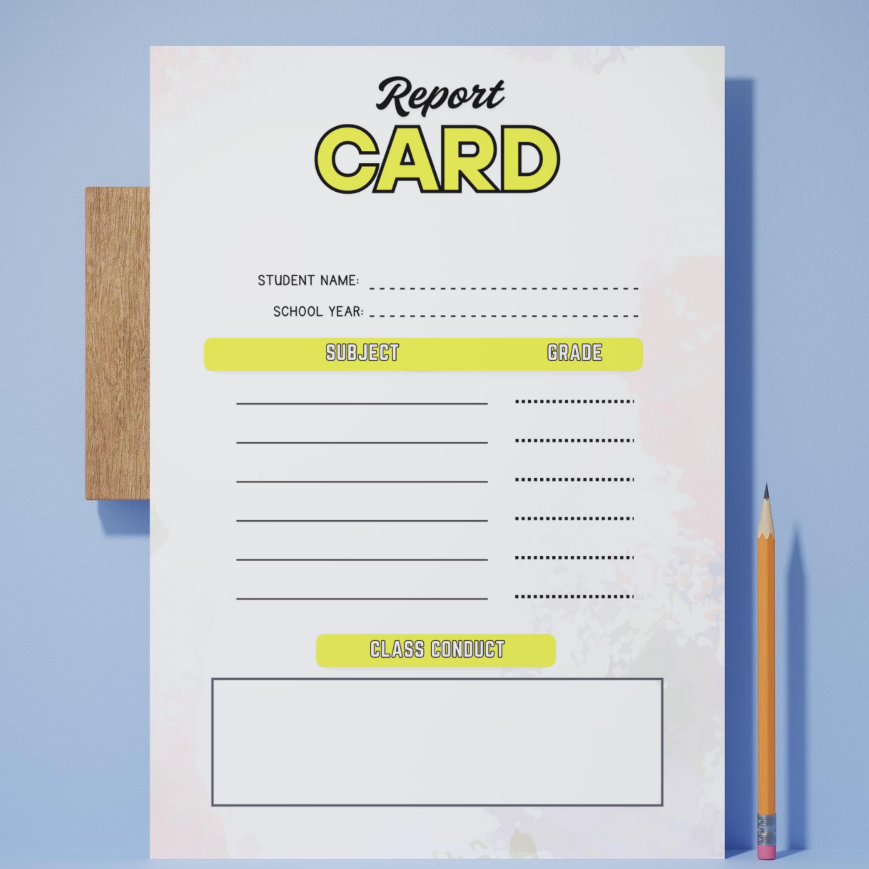 Printable Report Card Template | Editable School Report PDF ...