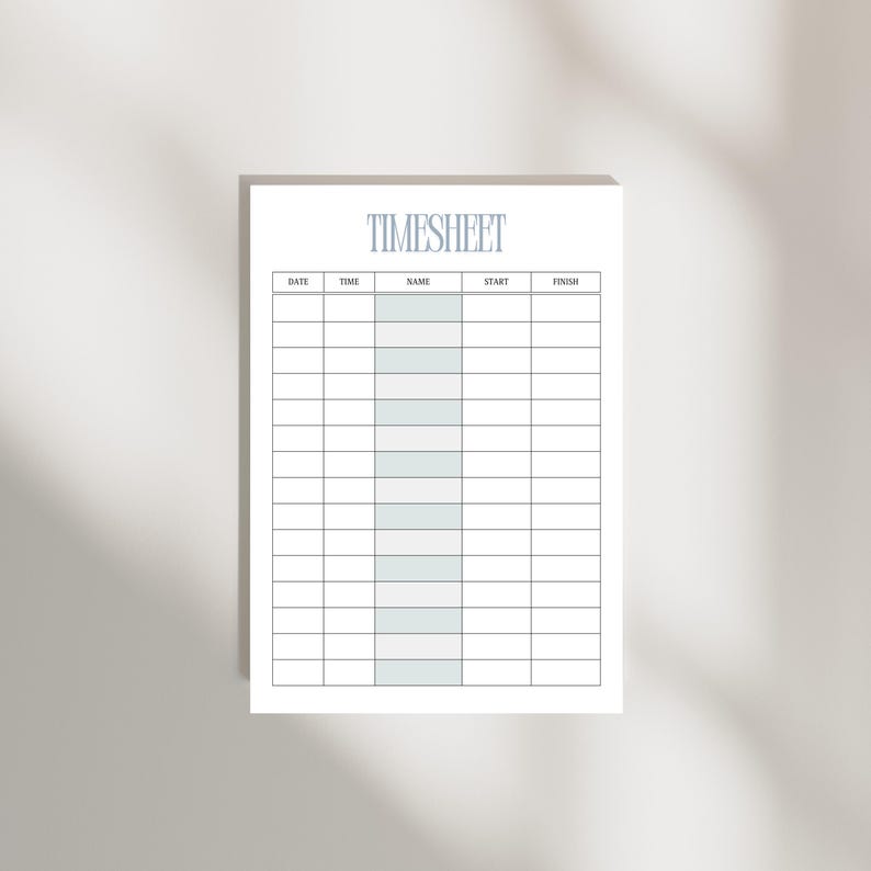 Printable Timesheet Template | Editable Work Log | Employee Time ...