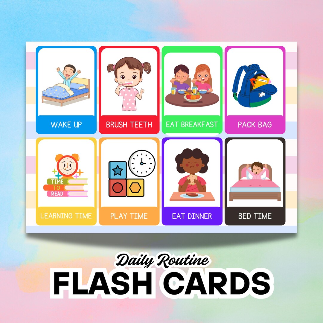 Daily Routine Flashcards for Kids | Visual Schedule Printable | Toddler ...