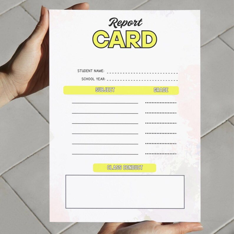 Printable Report Card Template | Editable School Report PDF ...