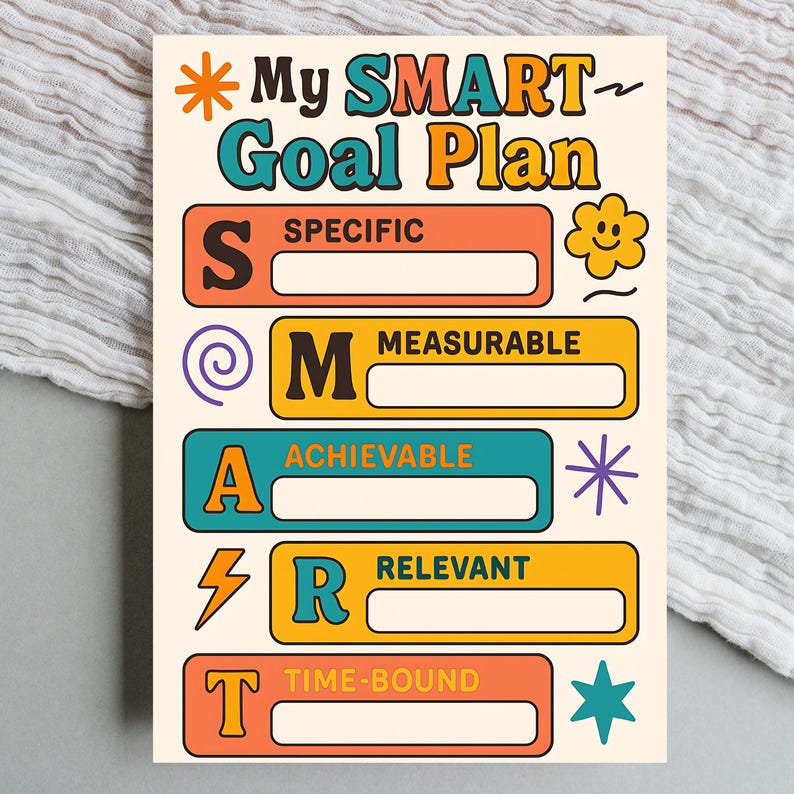 SMART Goals Printable | Goal Setting Worksheet for Kids & Students ...