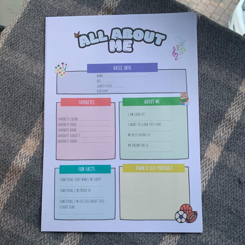 All About Me Printable: First Day of School Activity (digital Download ...