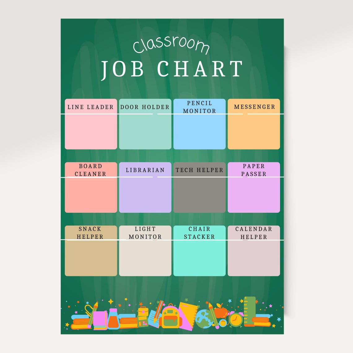 Editable Classroom Job Chart Printable: Teacher Helper, Homeschool (PDF ...