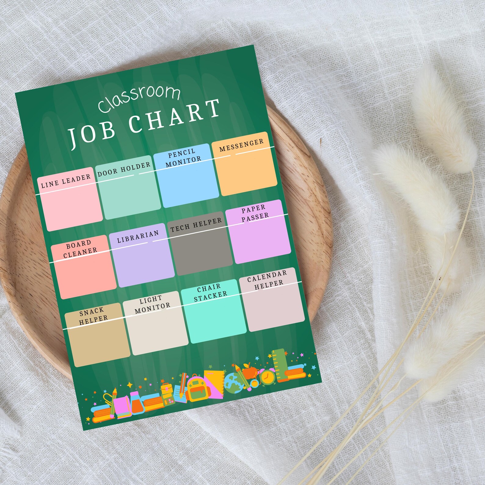 Editable Classroom Job Chart Printable: Teacher Helper, Homeschool (PDF ...