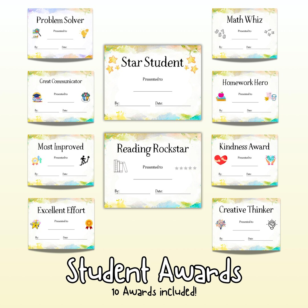 Printable Student Awards Bundle - 10 Certificates for Kids | Classroom ...