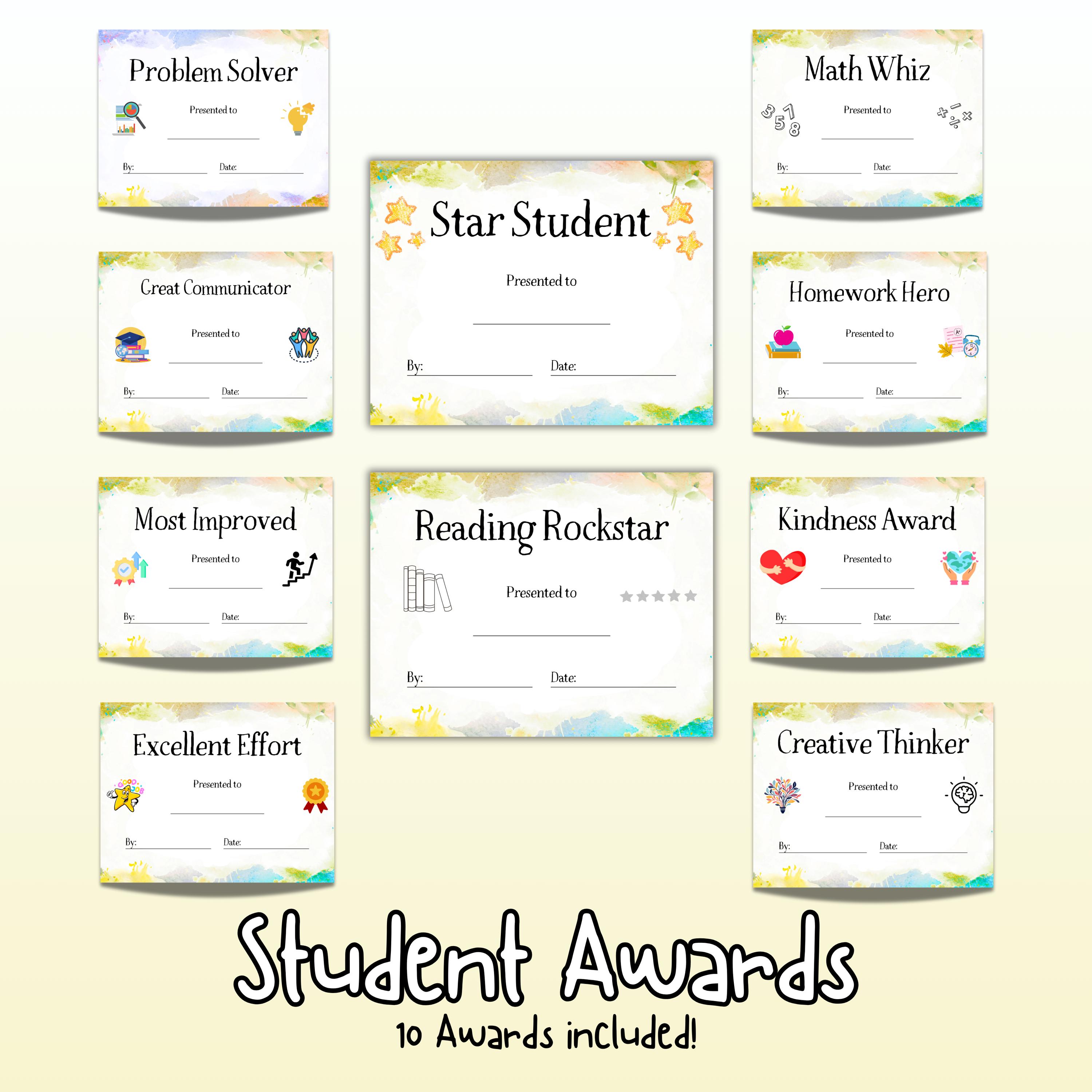 Printable Student Award Certificates: Classroom Awards Bundle (editable ...