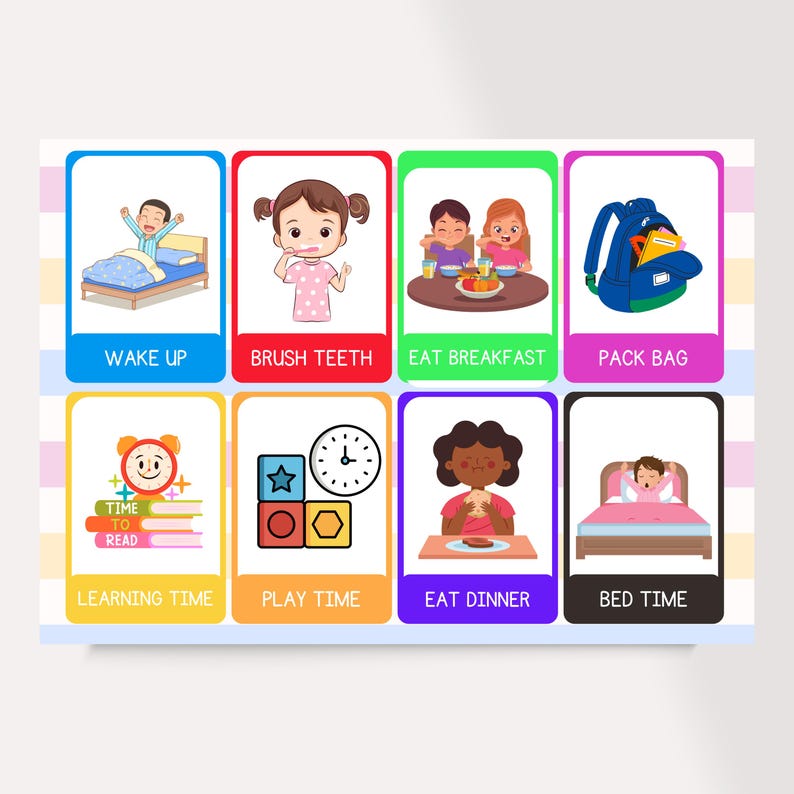 Daily Routine Flashcards for Kids | Visual Schedule Printable | Toddler ...