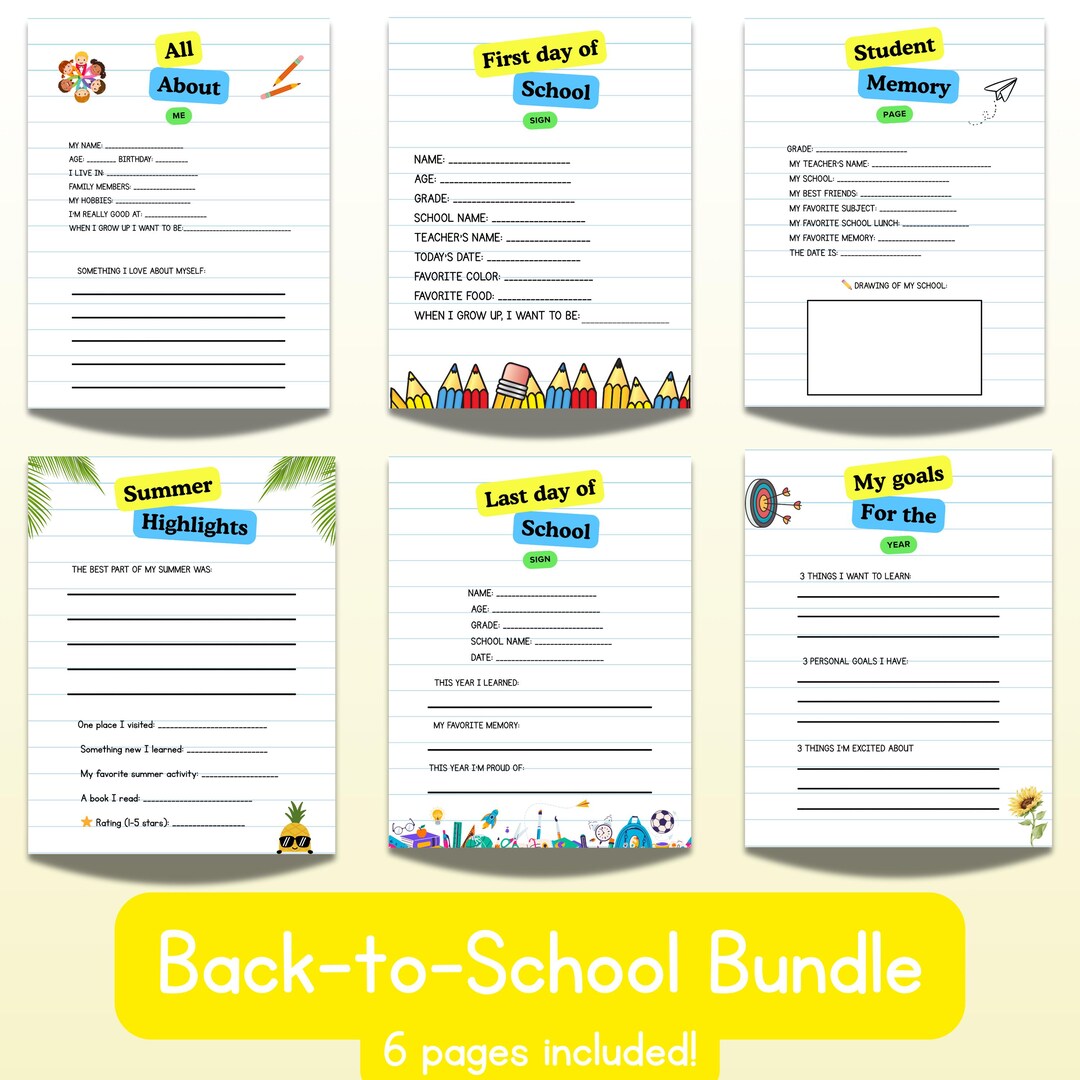 Back to School Printable Bundle | First Day Sign and Student Memory ...