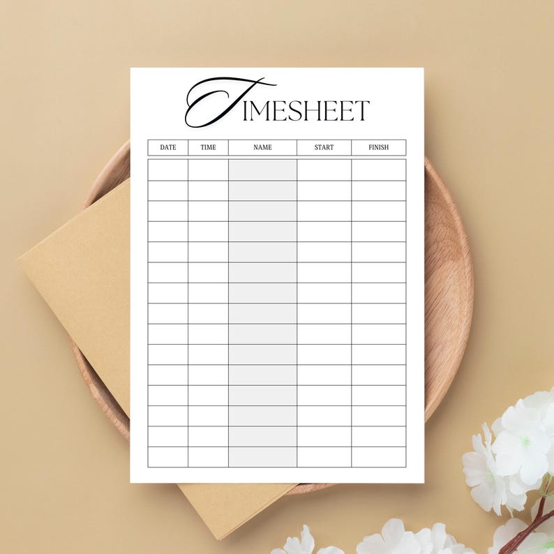 Timesheet, Timesheet Printable Template, Employee Timesheet, Work Hours ...