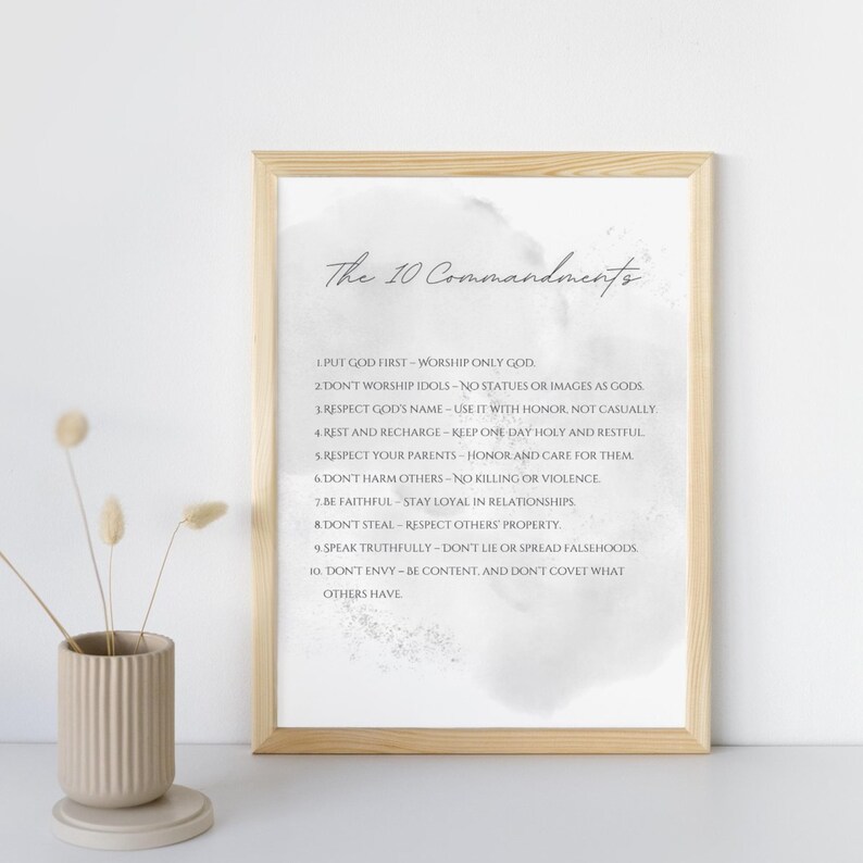 Ten Commandments, Ten Commandments Digital Art, Religious Printable ...
