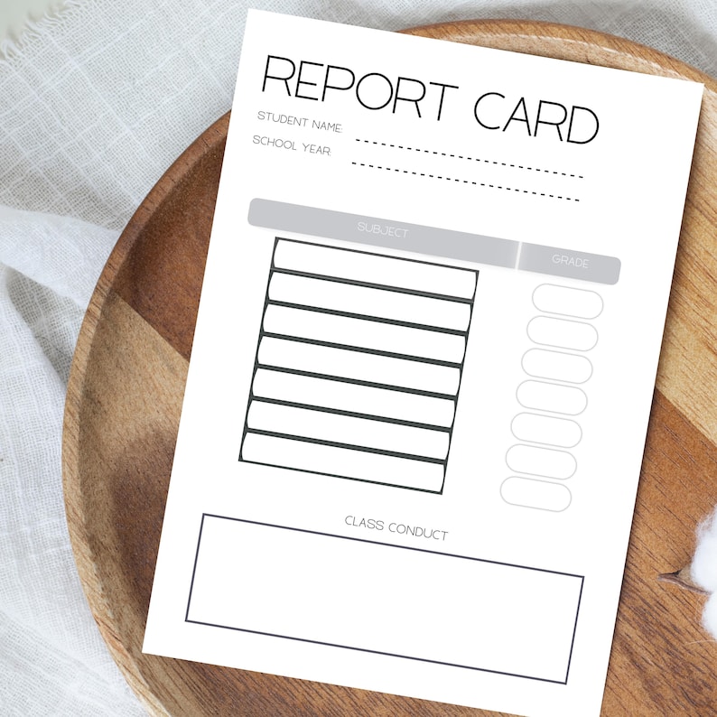 Report Card Digital Download, Report Card, Printable Report Card ...