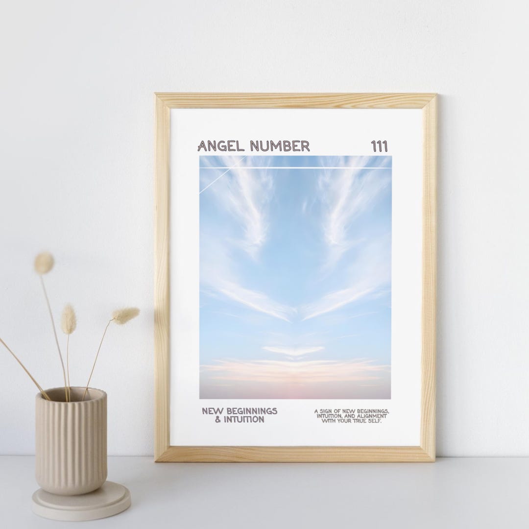 111 Angel Number Poster Printable, Numerology Wall Art, Digital ...