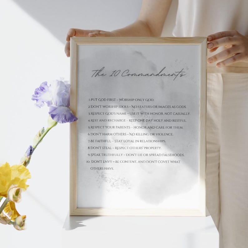 Ten Commandments, Ten Commandments Digital Art, Religious Printable ...
