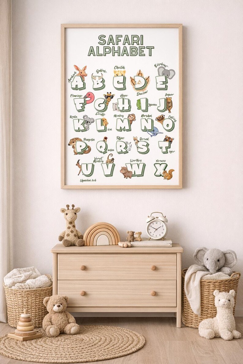 Safari Alphabet Poster Printable, Animal ABC Wall Art for Kids, Nursery ...