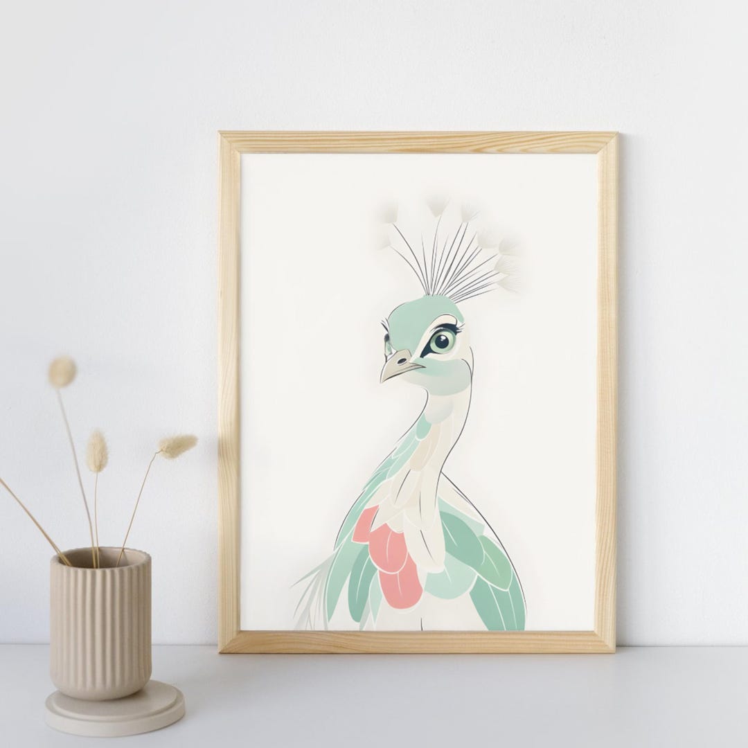 Pastel Peacock Wall Art Printable, Bird Lover Gift, Digital Download ...