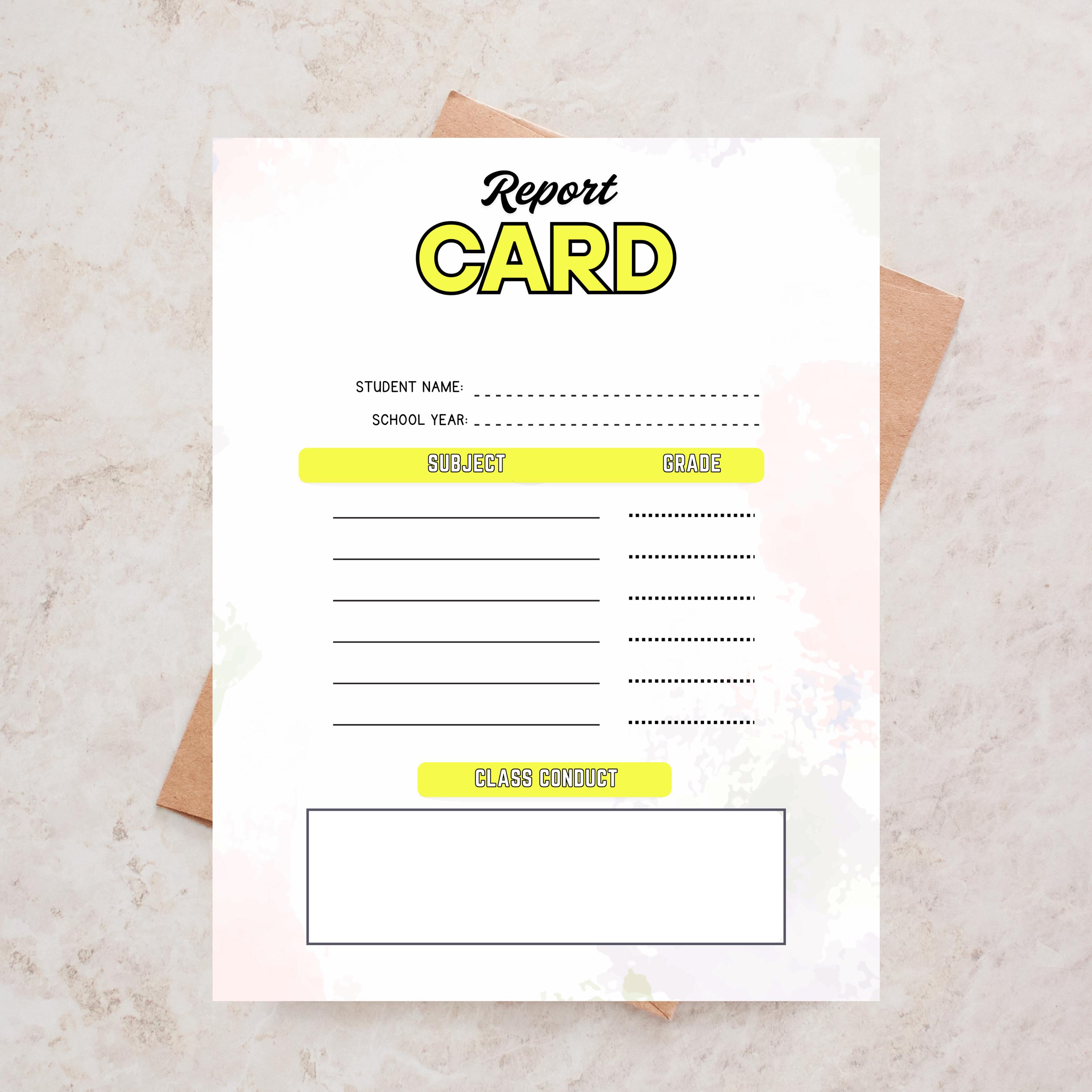 Printable Report Card Template | Editable School Report PDF ...