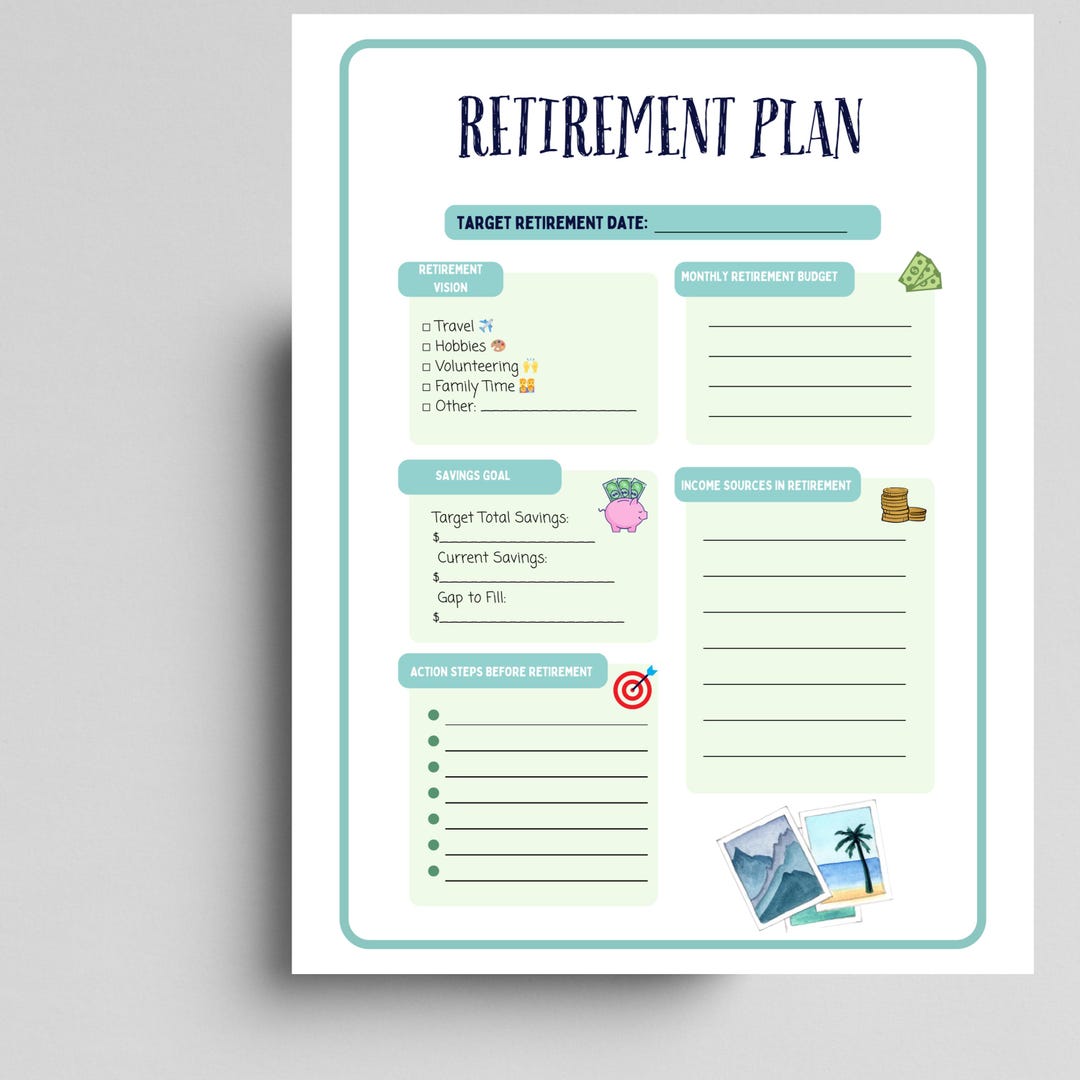 Retirement Plan Printable PDF | One Page Budget, Savings & Income ...