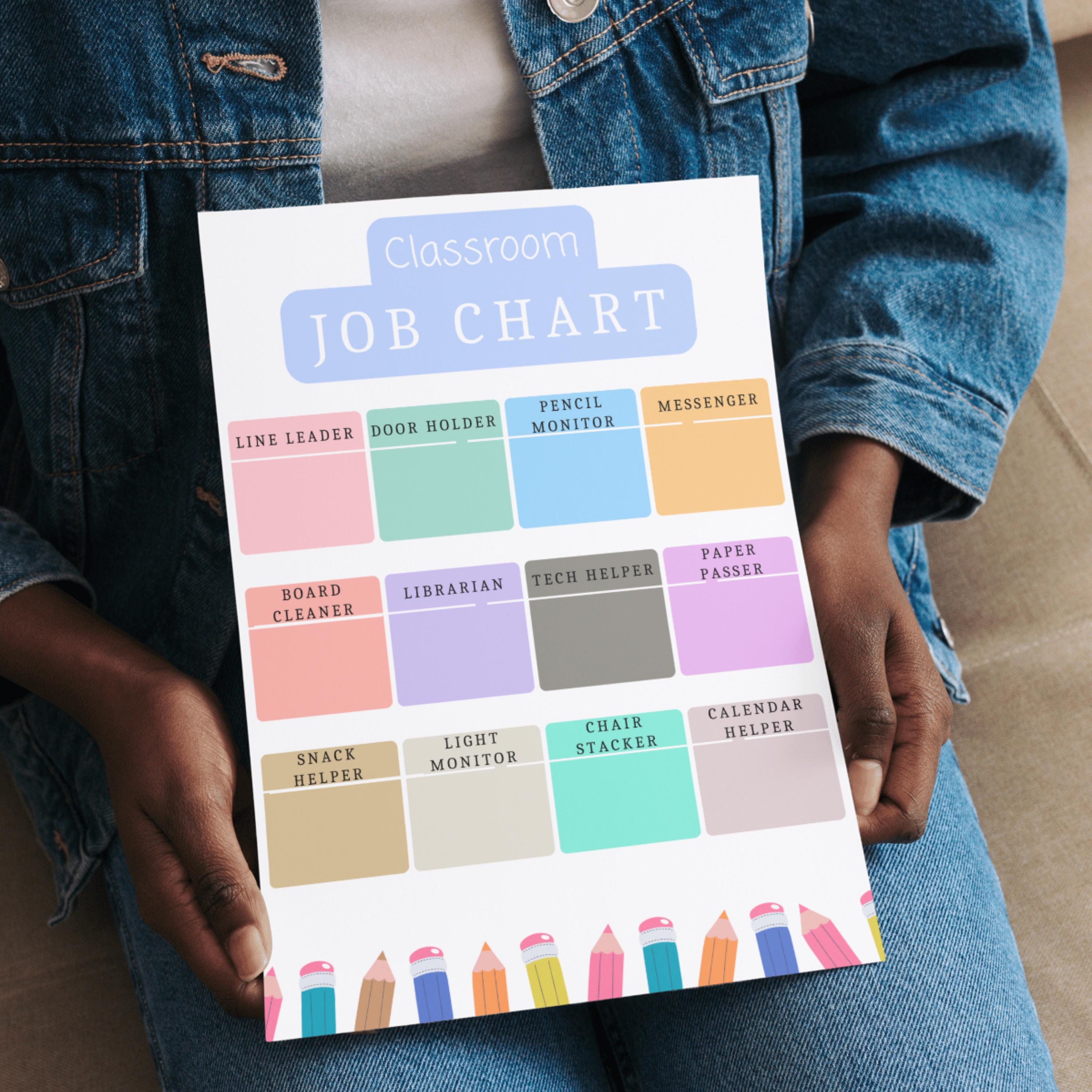 Classroom Job Chart Printable: Student Helper Poster, Back to School ...