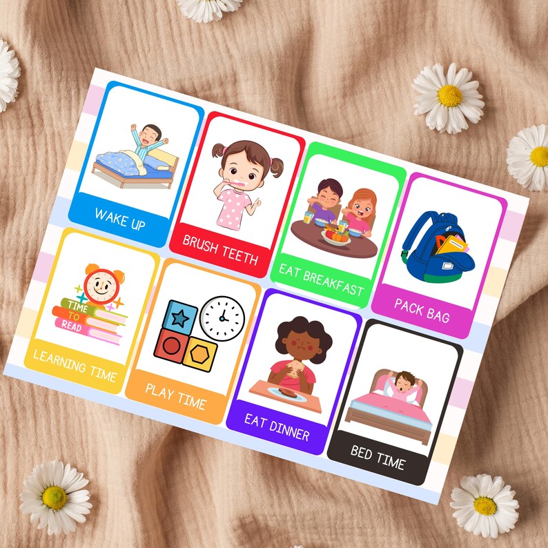 Daily Routine Flashcards for Kids | Visual Schedule Printable | Toddler ...