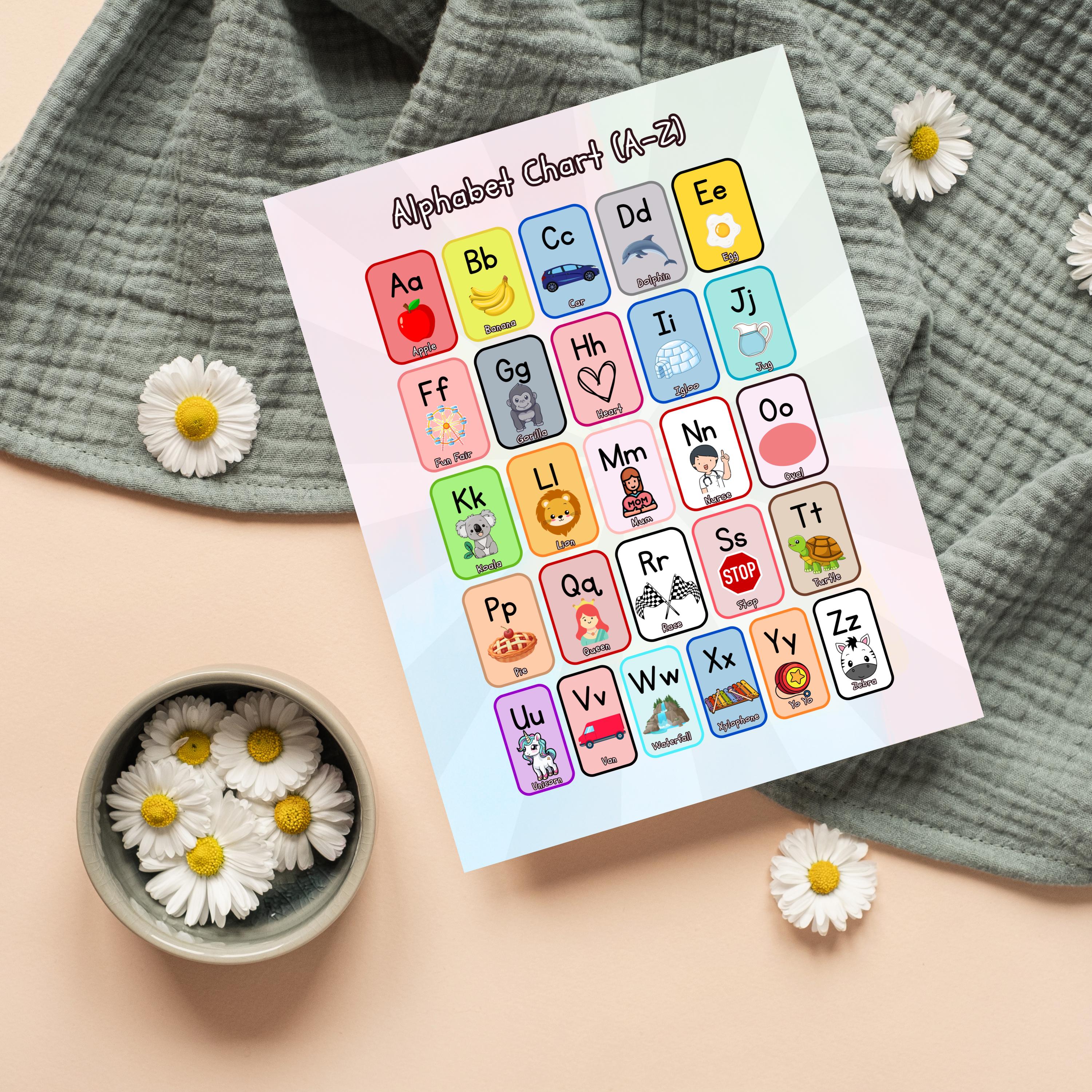 Alphabet Chart Printable A–Z for Kids | 8.5x11” Educational Poster ...