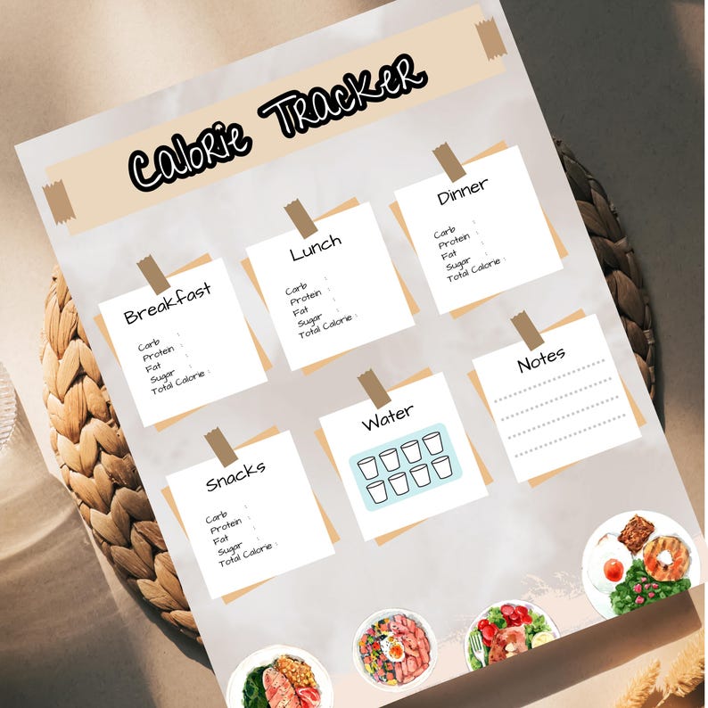 Calorie Tracker Printable 8.5x11 - Daily Meal & Macro Log PDF - Food ...