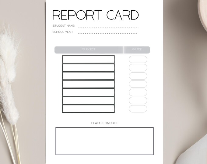 Report Card for Homeschoolers, Printable Grade Card, Pink and Purple ...