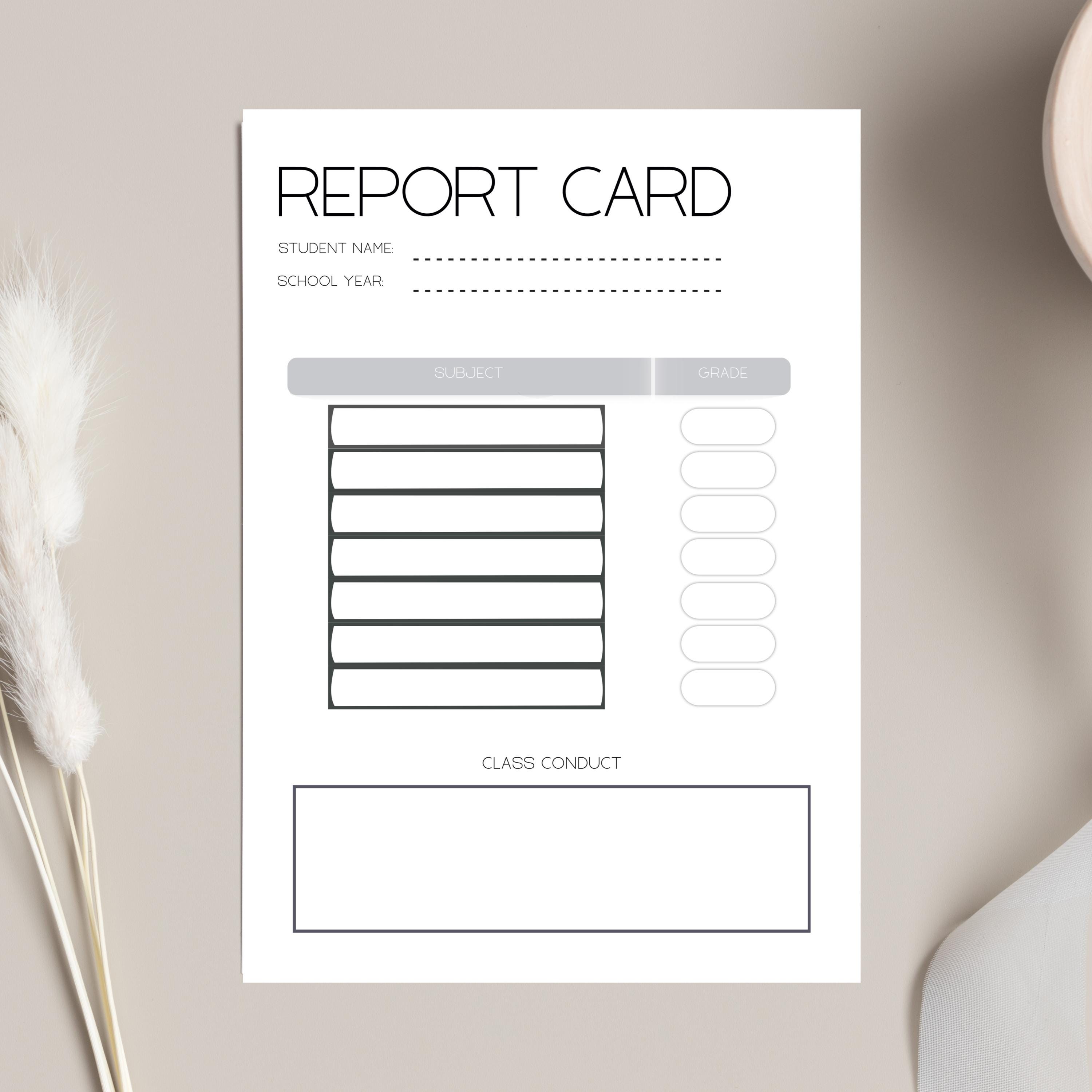 Report Card Digital Download, Report Card, Printable Report Card ...