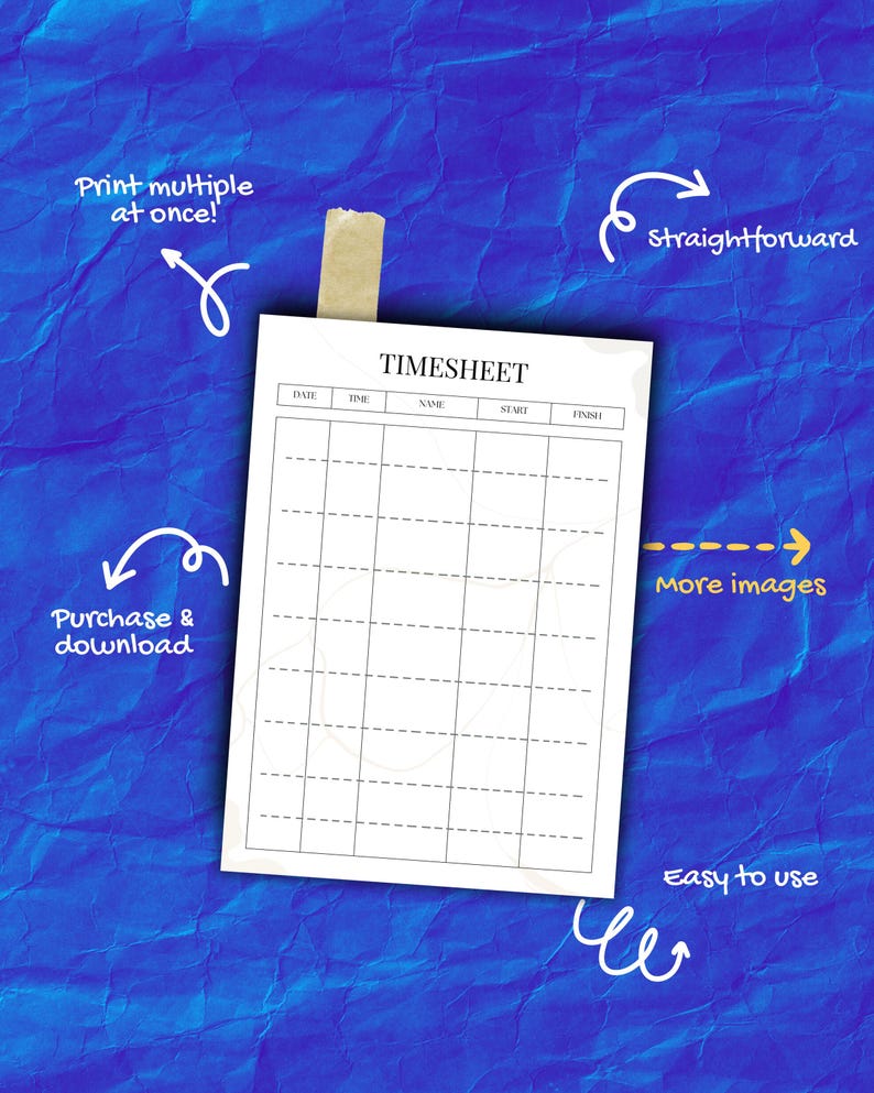 Timesheet, Timesheet Printable, Employee Timesheet, Work Hours Tracker ...