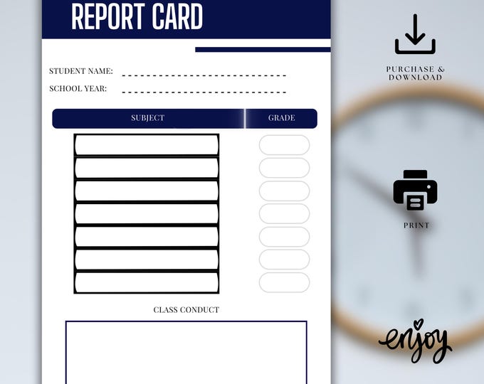 Homeschool Report Card, Printable Report Card, Editable Report Card ...