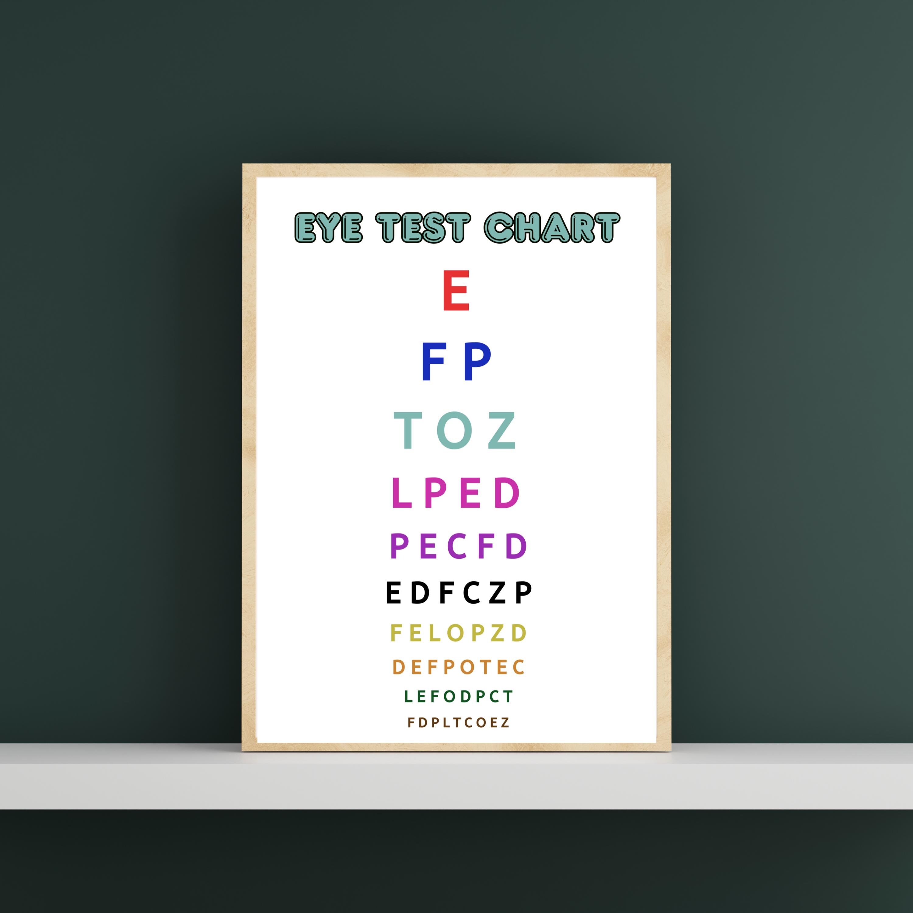 Printable Eye Chart PDF | Minimalist Vision Test Chart | Snellen Style ...