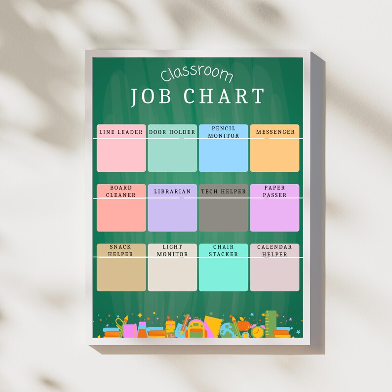 Editable Classroom Job Chart Printable: Teacher Helper, Homeschool (PDF ...