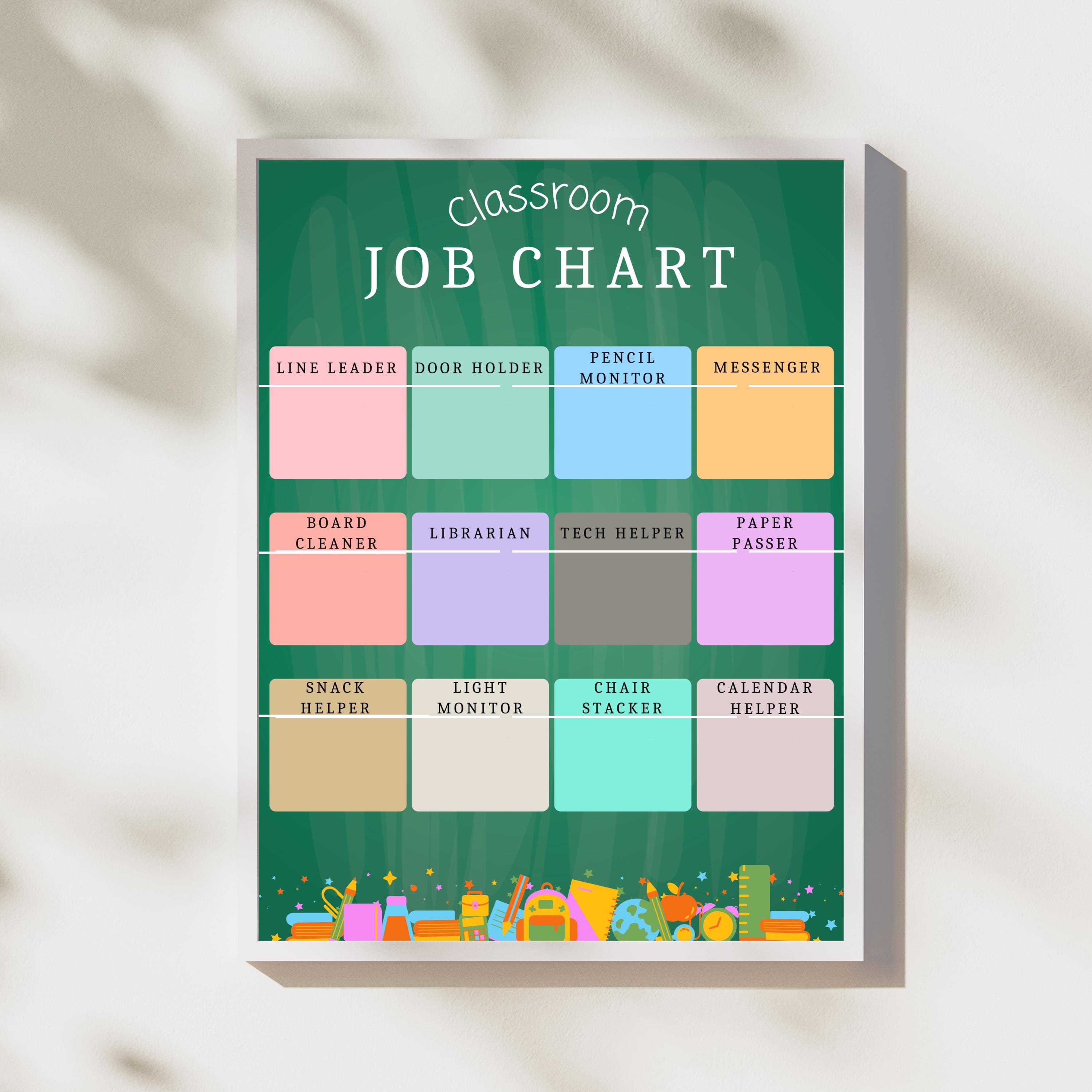 Editable Classroom Job Chart Printable: Teacher Helper, Homeschool (PDF ...