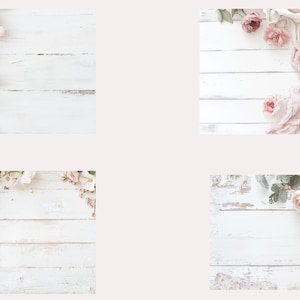 Floral White Wash Wood Digital Paper - 18 PNG Images of Wedding Boho ...