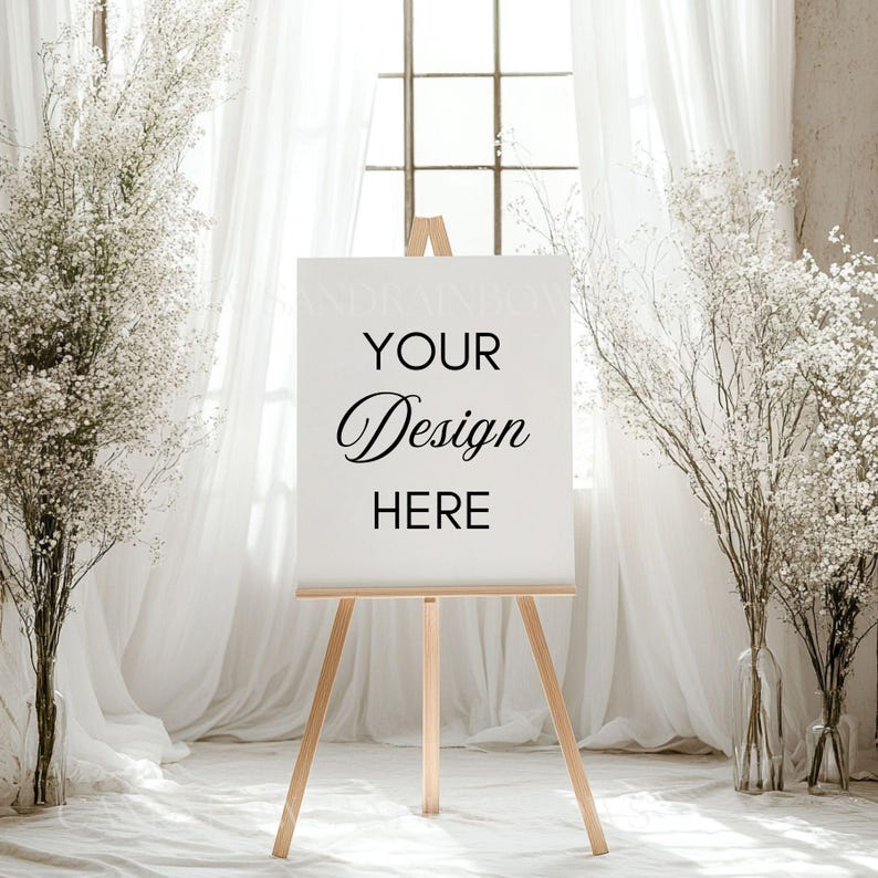 Easel Sign Mockup - Wedding Welcome Sign Background Mockup - Cream ...