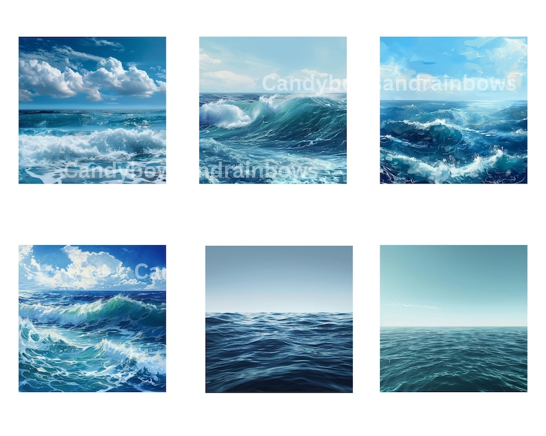 Ocean and Horizon Digital Paper - 20 PNG Images of Beautiful Ocean ...