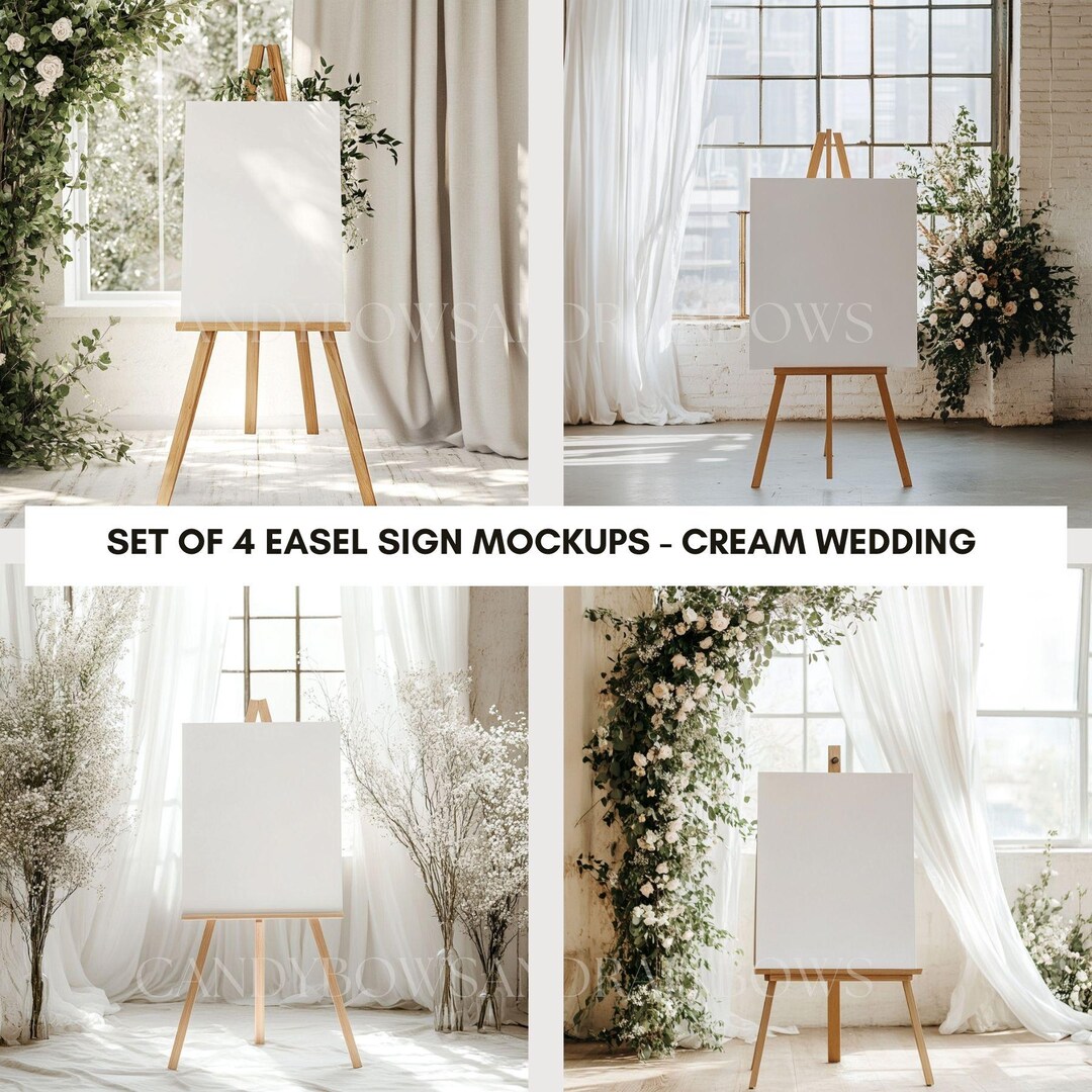 Easel Sign Mockup - Wedding Welcome Sign Background Mockup - Cream ...