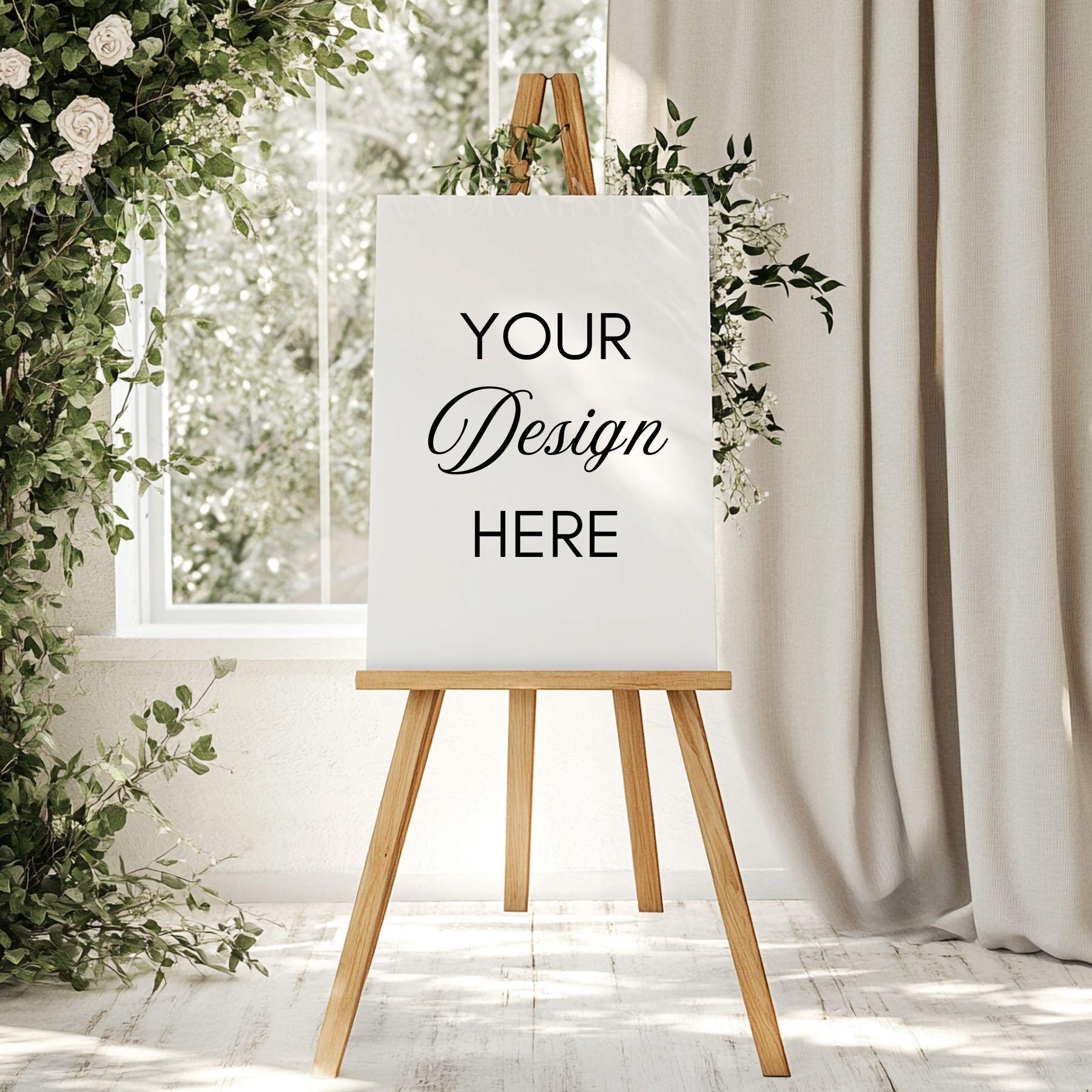 Easel Sign Mockup - Wedding Welcome Sign Background Mockup - Cream ...