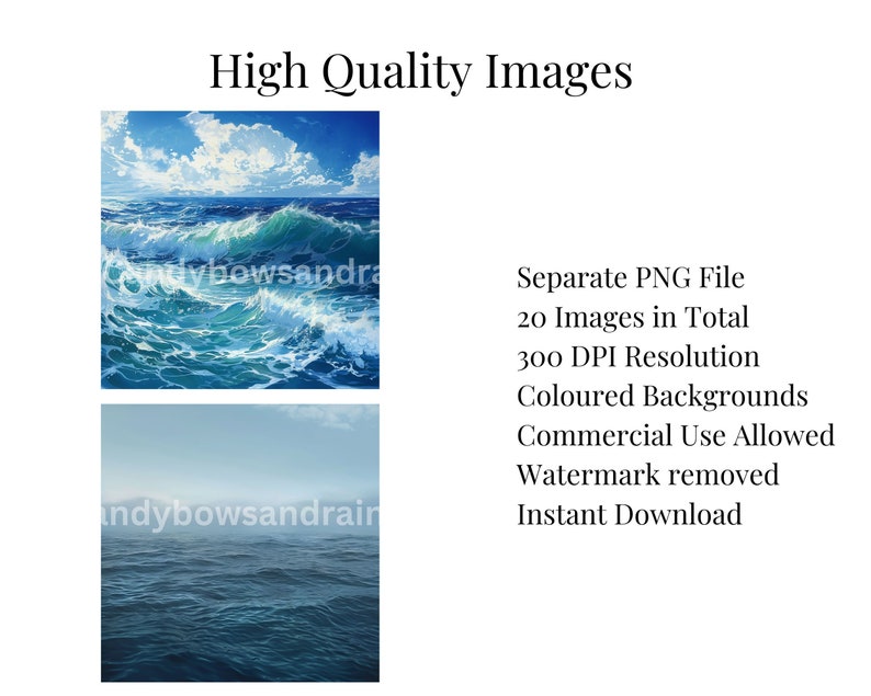 Ocean and Horizon Digital Paper - 20 PNG Images of Beautiful Ocean ...