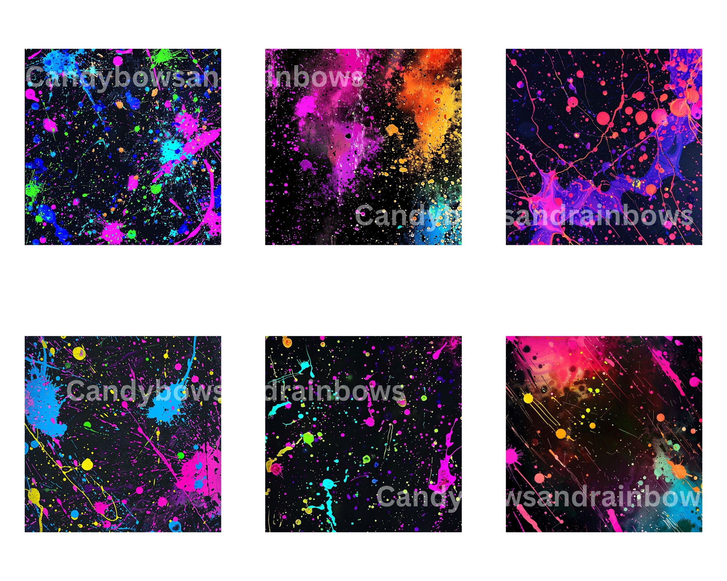 Neon Paint Splash Digital Paper - 18 PNG Images of Beautiful Neon ...
