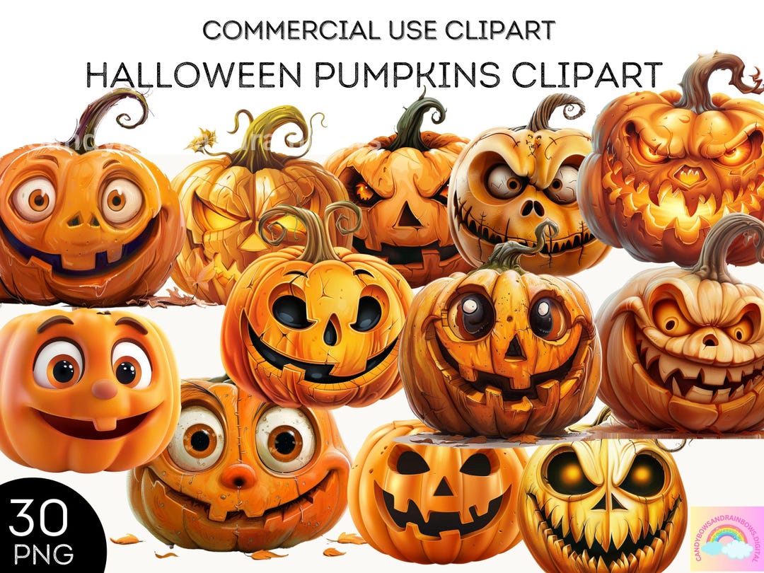 Halloween Pumpkin Clipart - 30 PNG Images of Spooky Pumpkins ...