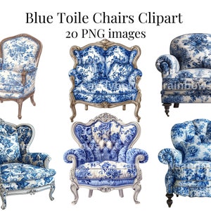 Blue Toile Clipart Upholstered Chairs - 20 PNG Images of Blue Toile ...