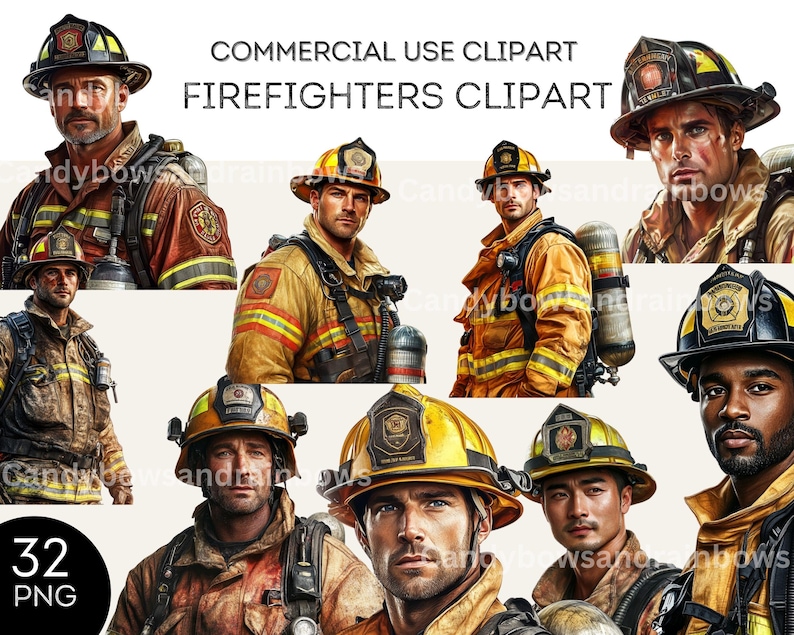Firefighters Clipart - 32 High Quality PNG Images - Male Firefighter ...