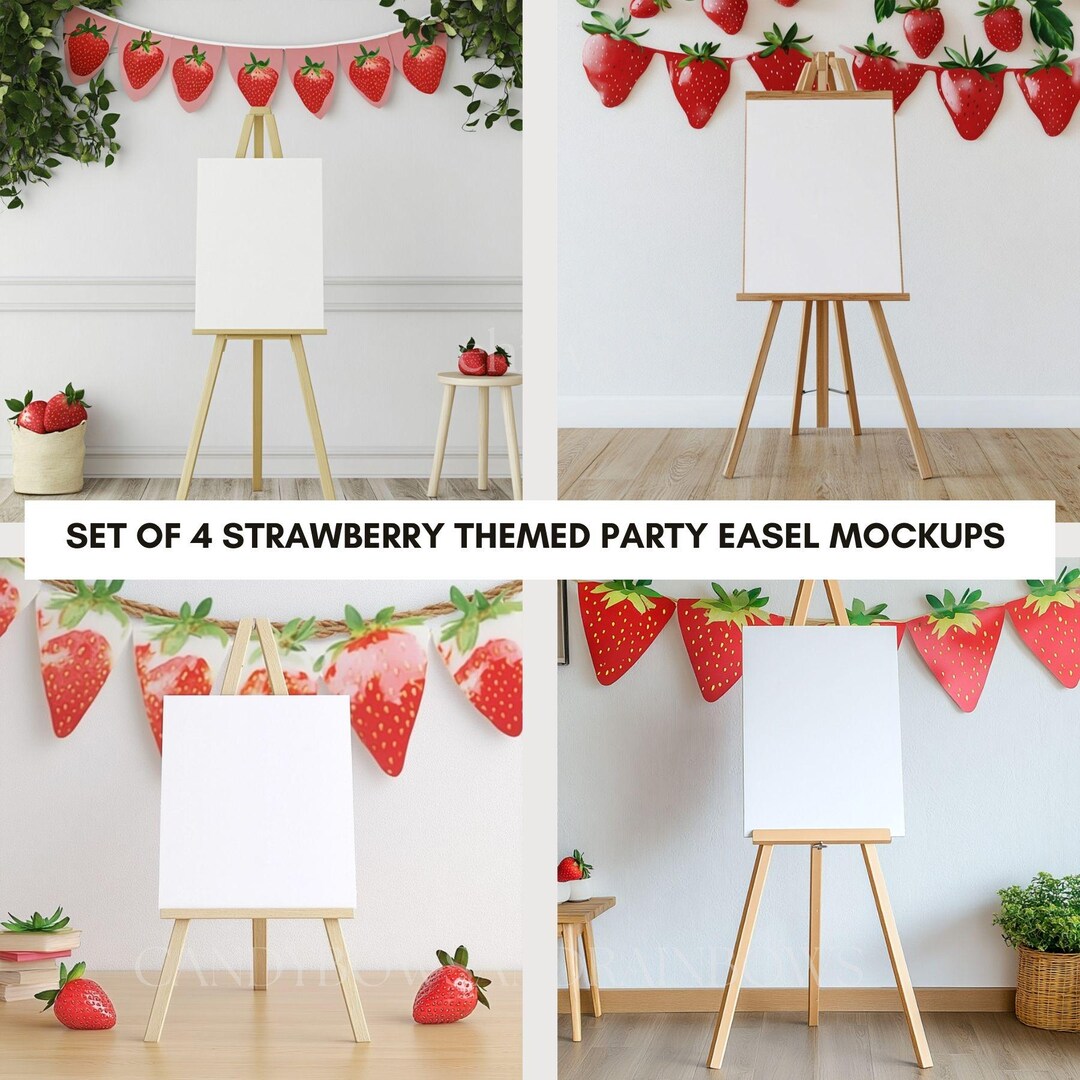 Easel Sign Mockup - Welcome Sign Background Mockup - Strawberry Banner ...