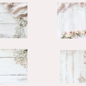 Floral White Wash Wood Digital Paper - 18 PNG Images of Wedding Boho ...