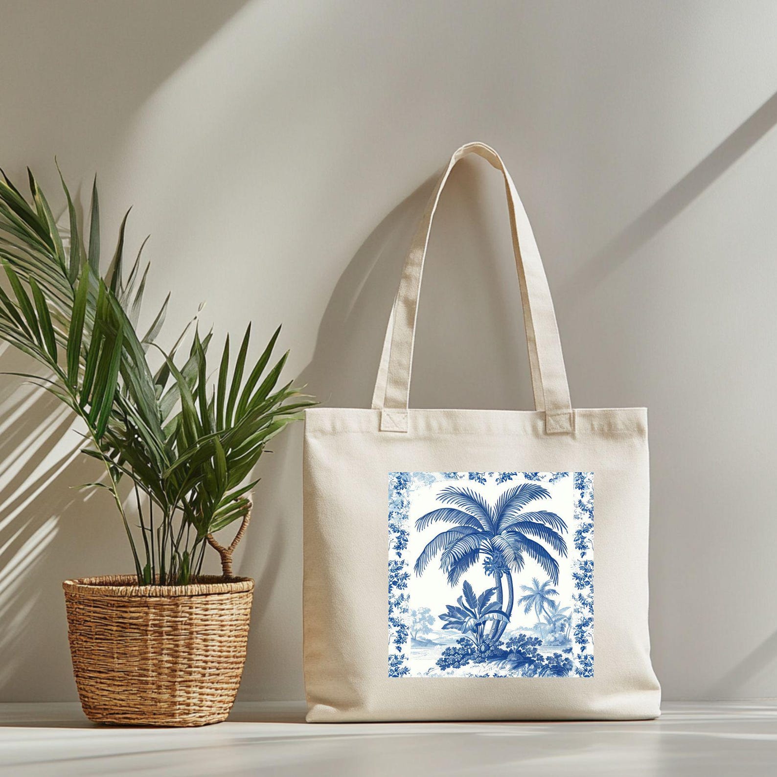 Blue Toile Palm Tree Tile Single PNG Image - Commercial Use Allowed - Etsy