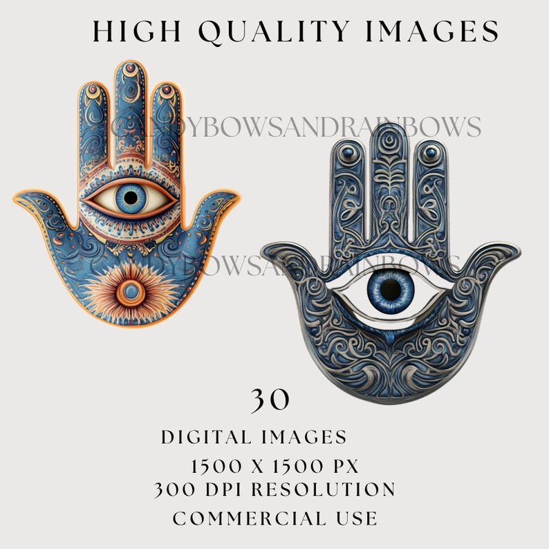 Hamsa Hand Including Evil Eye Clipart - 30 PNG Images of Hamsa Hands ...
