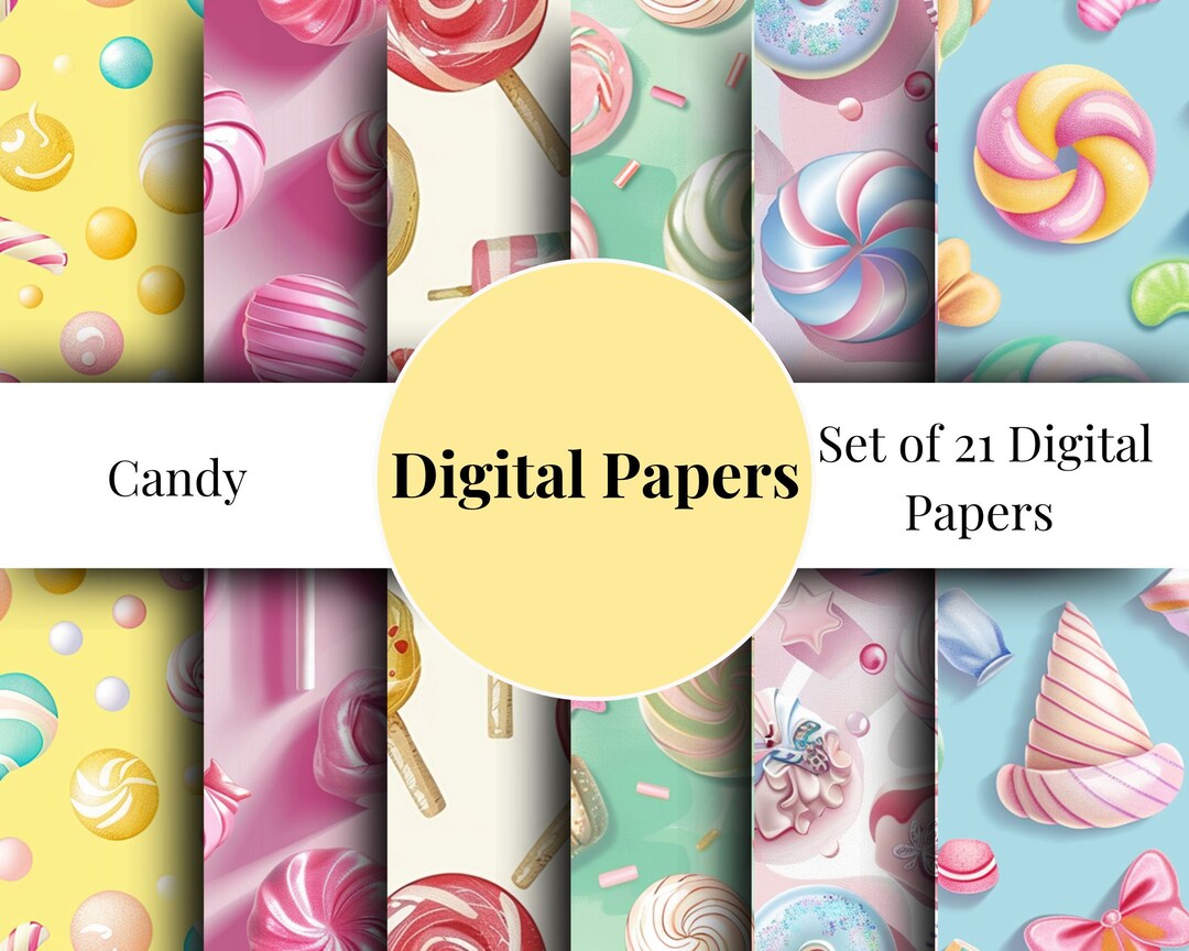 Pastel Candy Digital Paper - 22 PNG Images of Beautiful Candy Digital ...