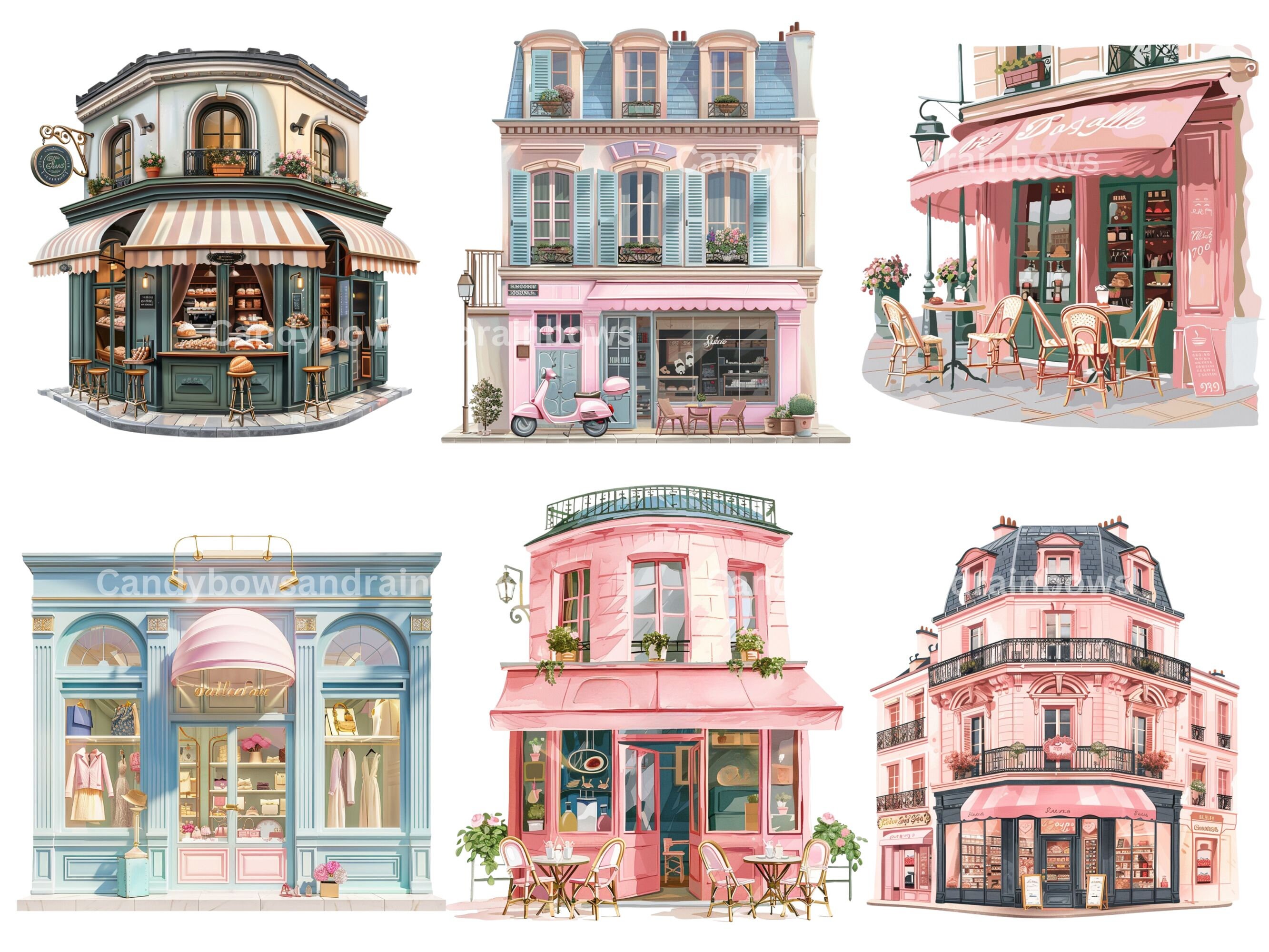 Colourful Parisienne Shops and Cafes Clipart - 30 PNG Images of ...