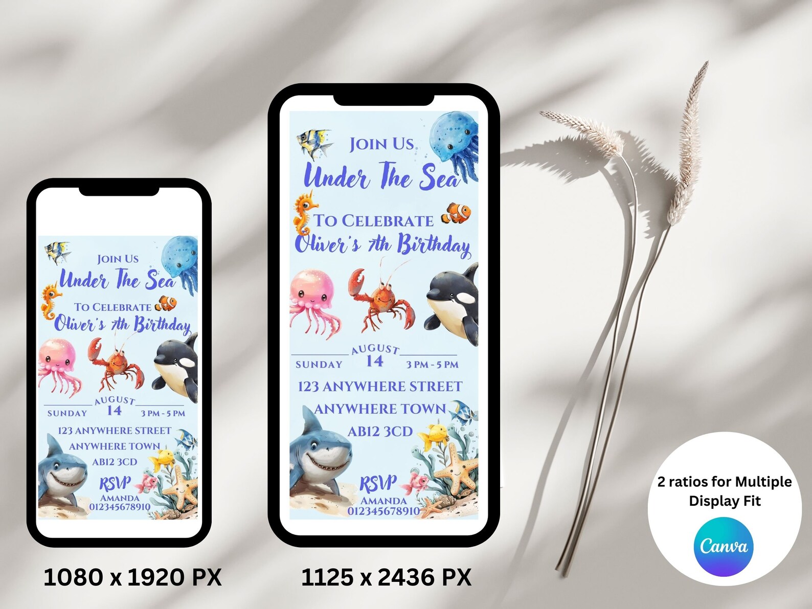 EDITABLE Birthday Under the Sea Party Invitation Template DIGITAL ...