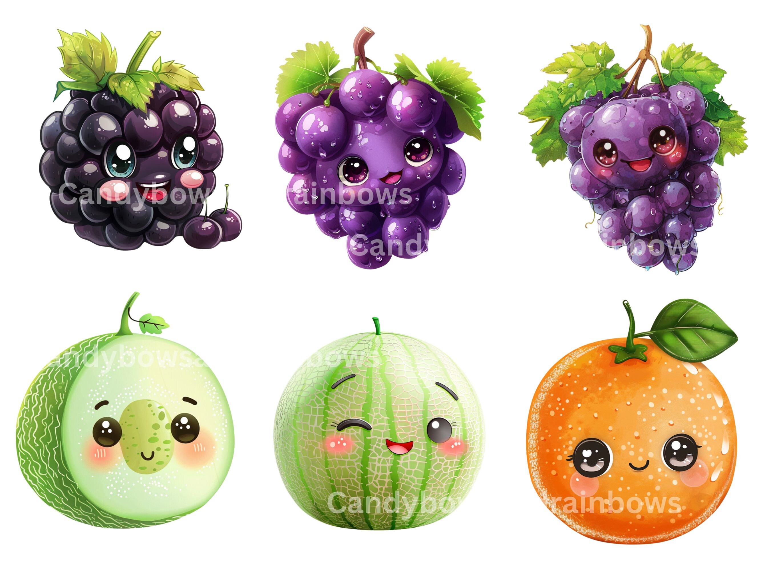 Cute Kawaii Fruit Clipart 23 PNG Images of Kawaii Cartoon Fruit Cartoon ...